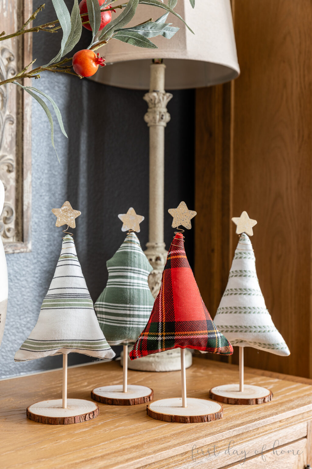 Easy Fabric Christmas Trees (Free Pattern) | First Day of Home
