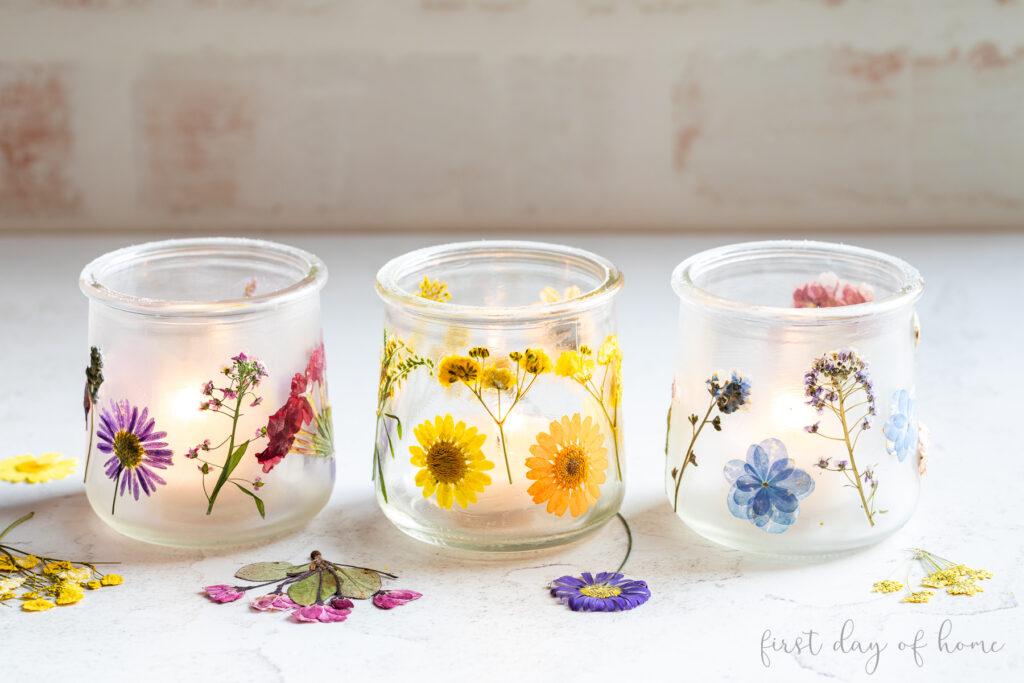 Easy Pressed Flower Lanterns - First Day of Home