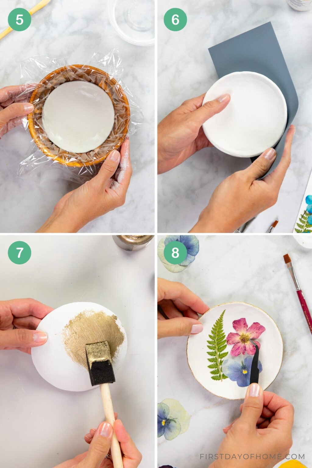 Clay Jewelry Dish with Pressed Flowers - Easy Tutorial