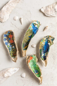 Beautiful Decoupage Oyster Shells – First Day of Home