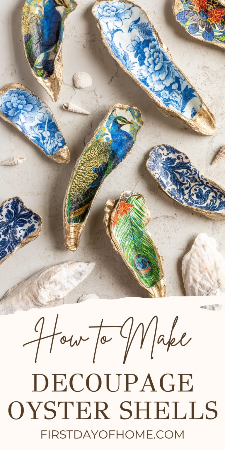 Beautiful Decoupage Oyster Shells – First Day of Home