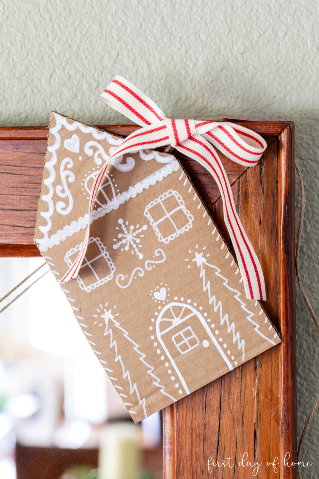 Easy Cardboard Gingerbread House – First Day of Home