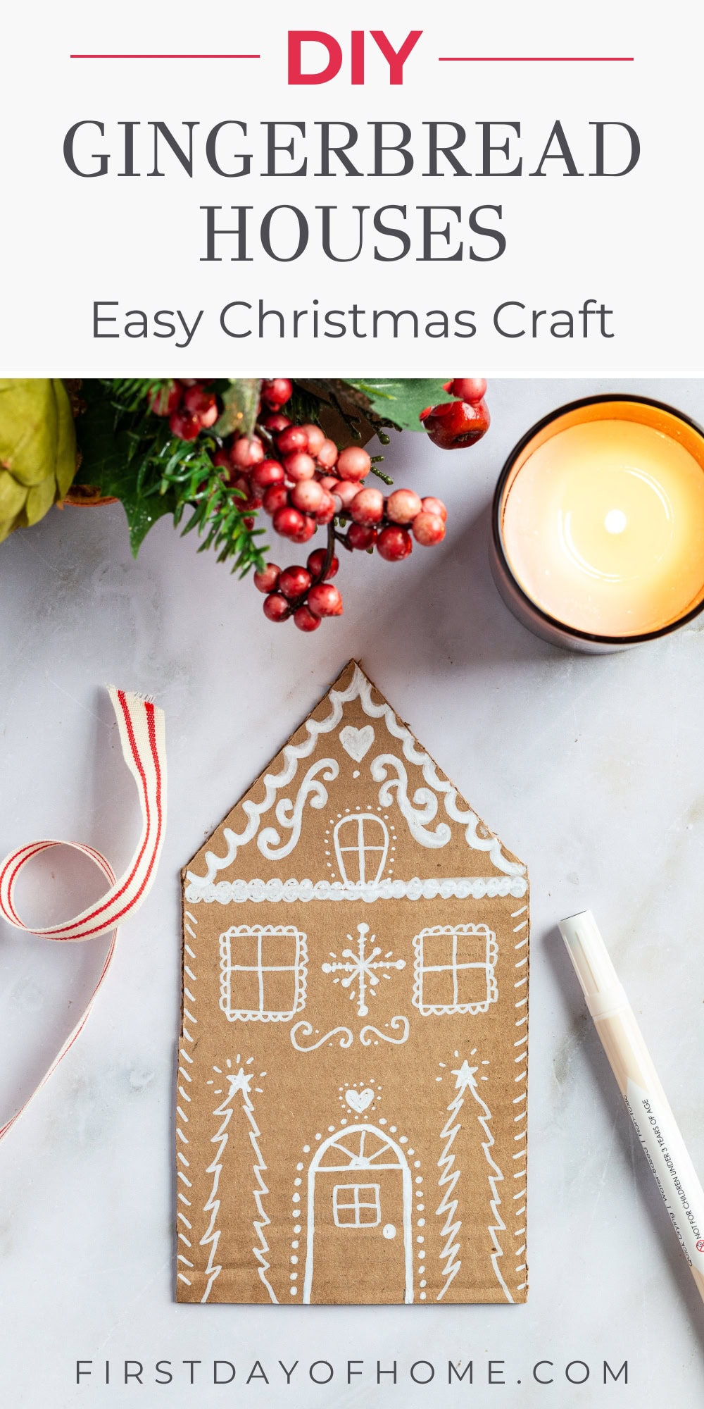 Easy Cardboard Gingerbread House – First Day of Home